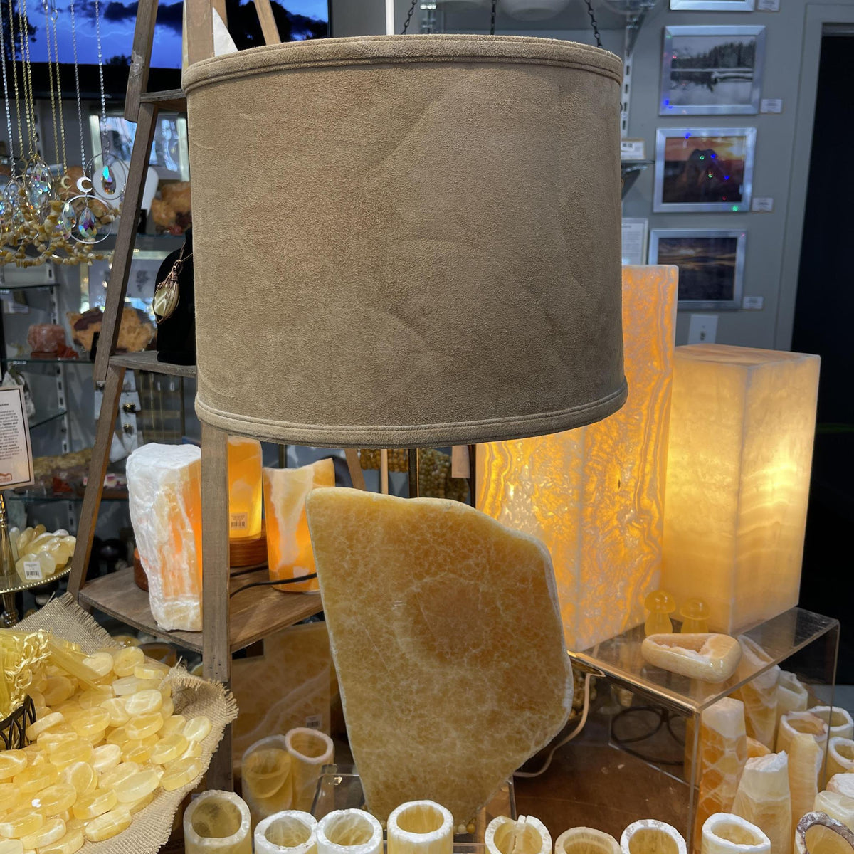 Honeycomb Calcite Lamp With Shade – Everything Utah